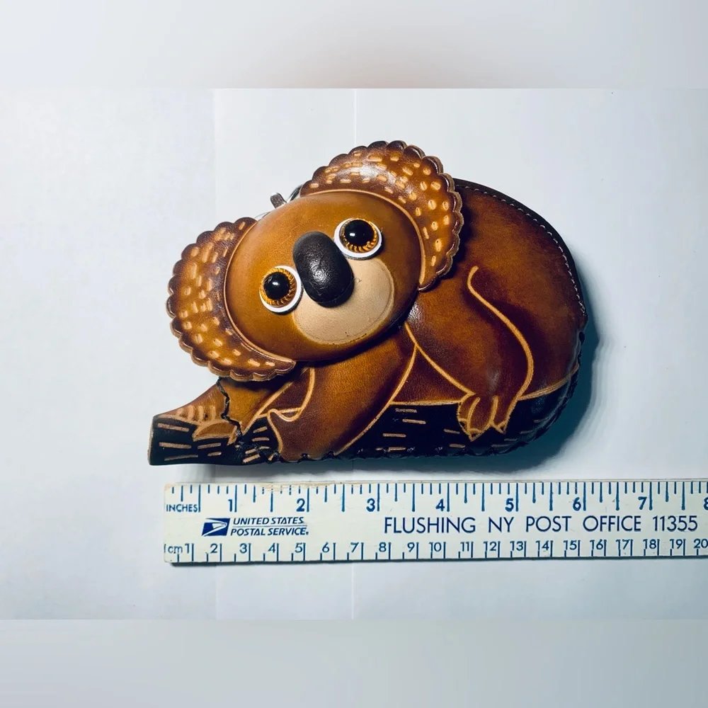 Handmade | Bags | Handmade Brown Leather Koala Coin Purse Cute Animal ...